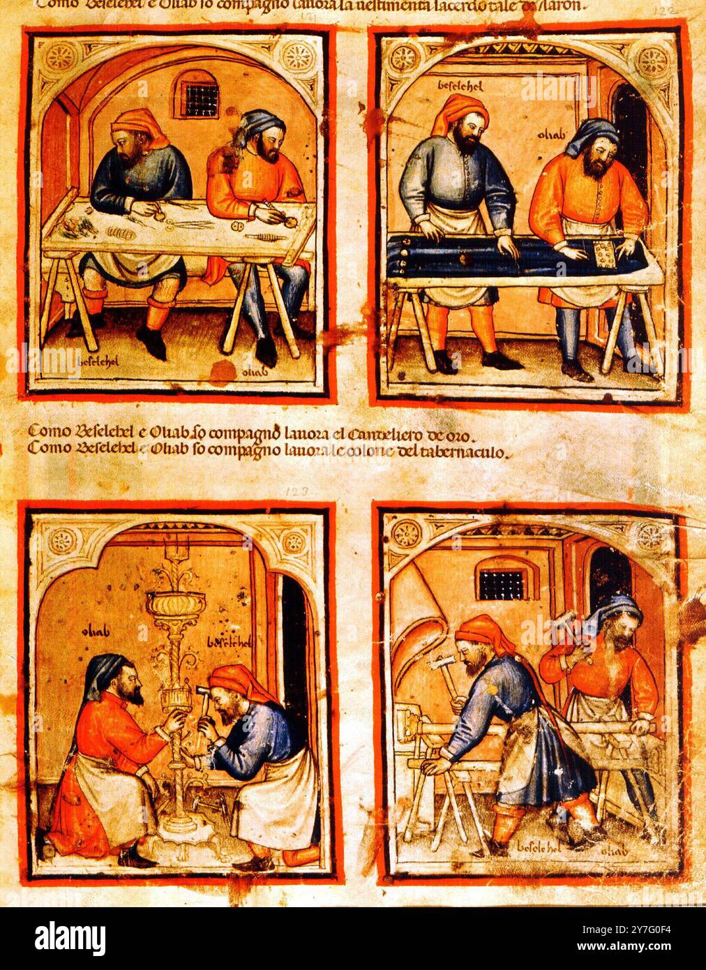 Making Gold Candlesticks and Columns for the Tabernacle. British Museum ...