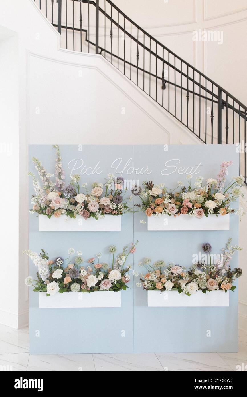 Luxe Wedding Reception Seating Chart Floral Decor Design Stock Photo ...