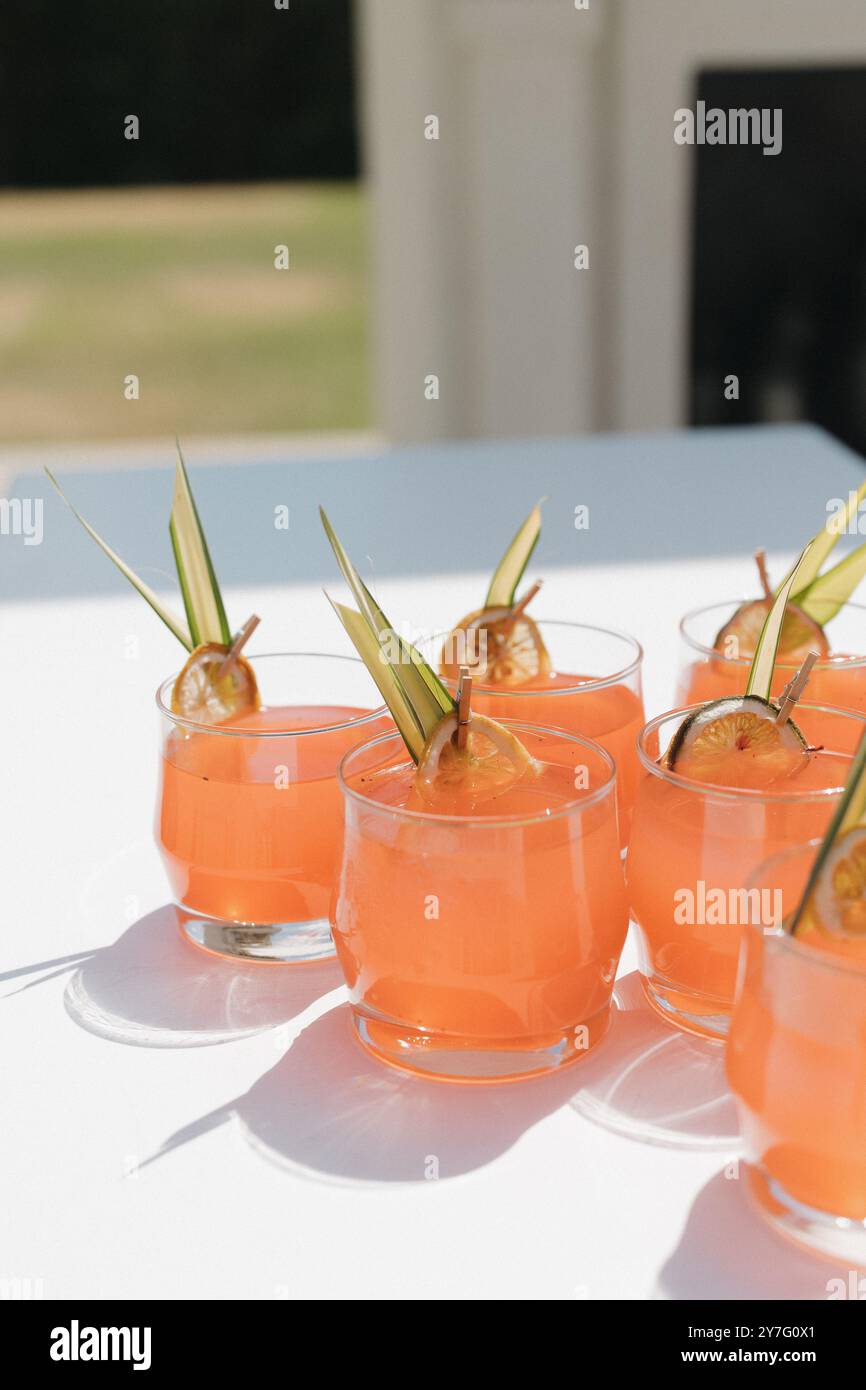 Wedding Reception Orange Signature Cocktail Stock Photo - Alamy