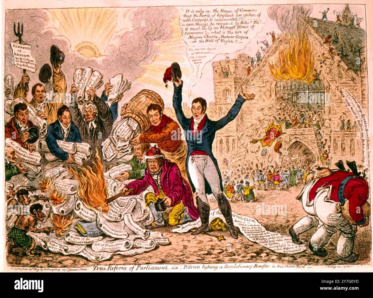 British political cartoon, 1809. "True Reform of Parliament Stock Photo ...