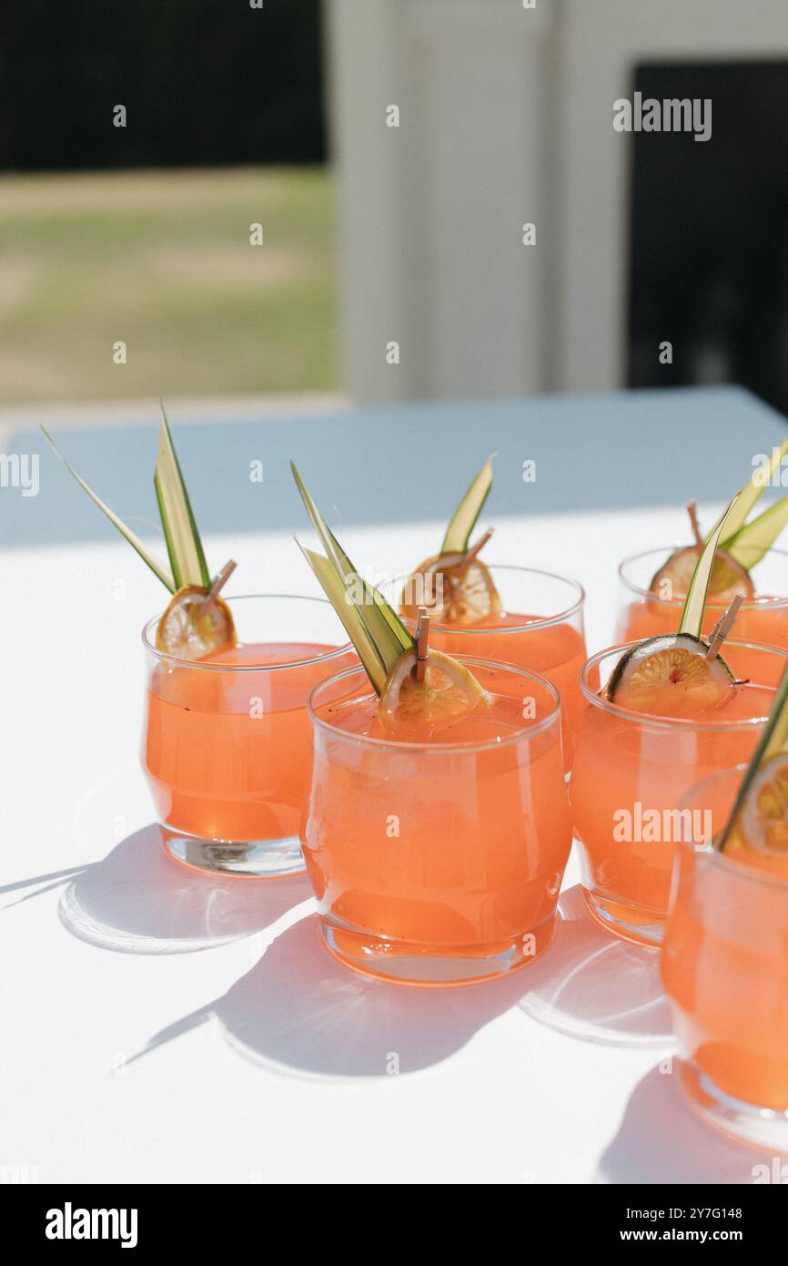 Wedding Reception Orange Signature Cocktail Stock Photo - Alamy