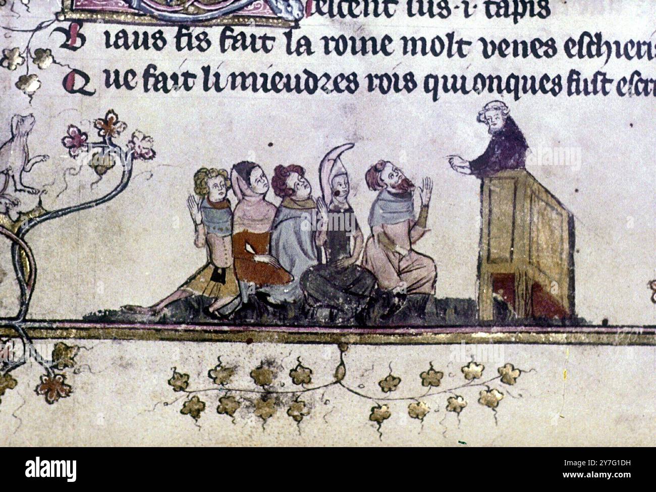 Flemish manuscript 'Somnour's Tale' c.1339. Showing Friar preaching ...