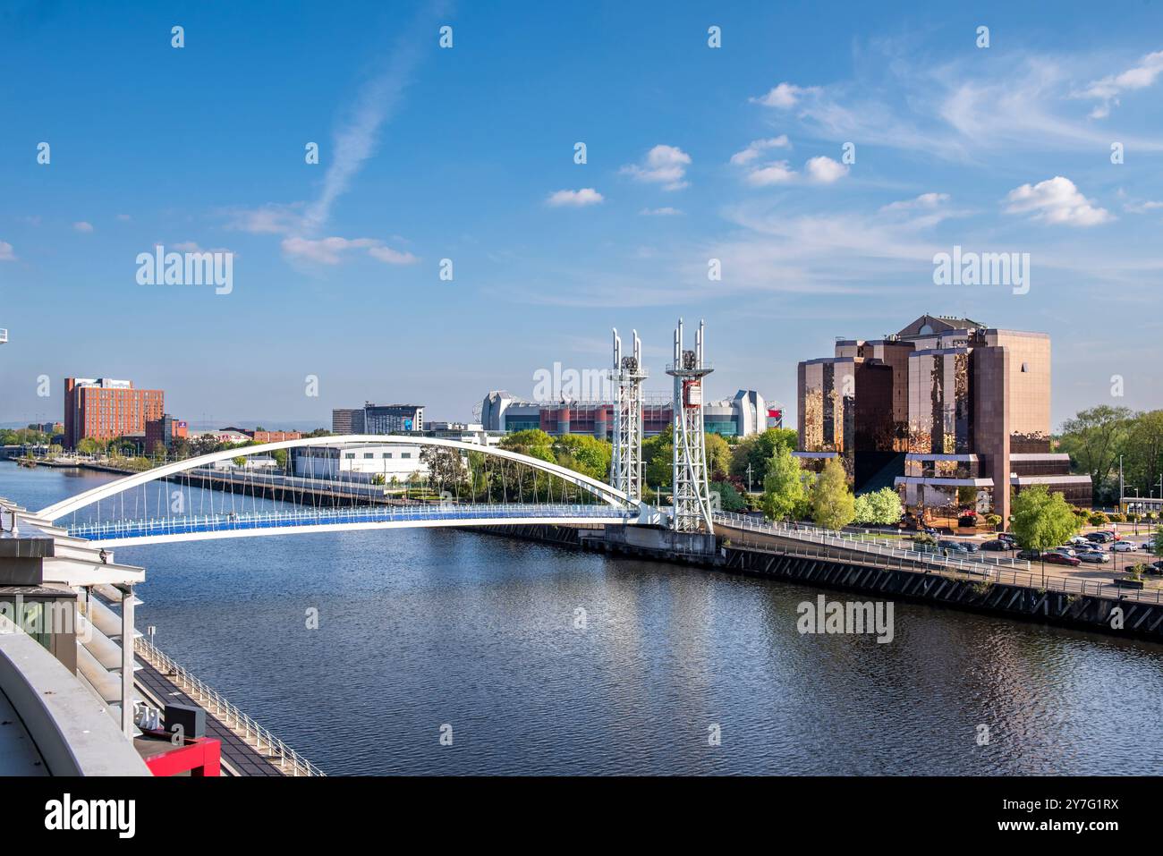 The Millennium footbridge Bridge at Salford Quays, Greater Manchester ...