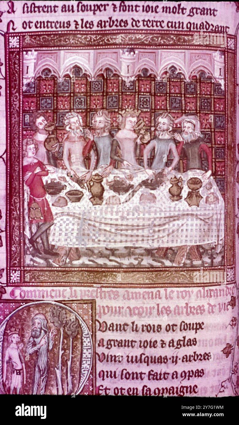 15th century flemish manuscript on food and feasting Stock Photo - Alamy