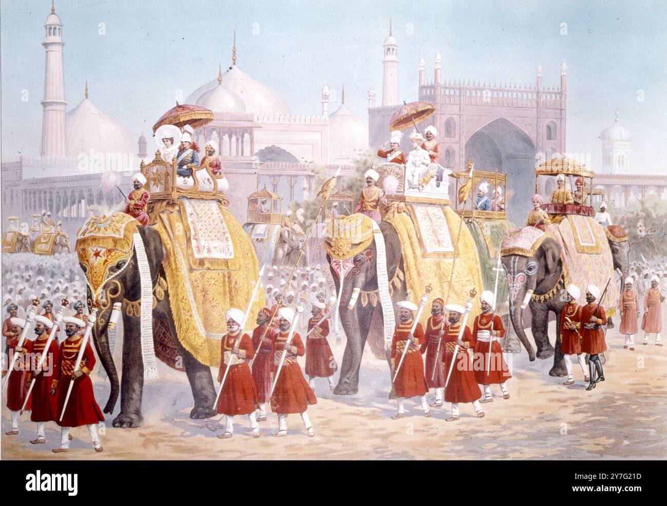 1903 Imperial Durbar in India. Lord Curzon as Viceroy of India riding ...