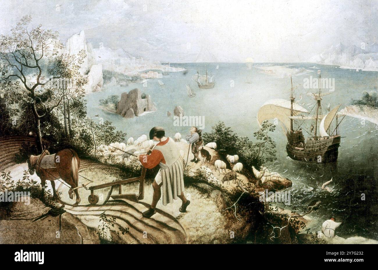 Landscape with the Fall of Icarus, c.1555 (oil on canvas) Artist ...