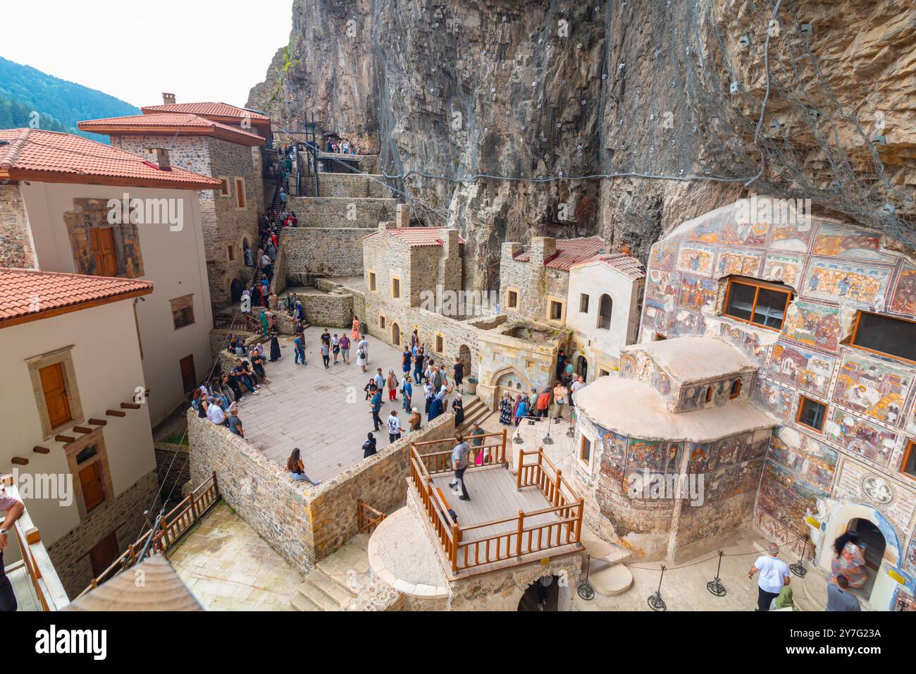 Sumala Monastery and tourists. Visit Trabzon background image. Trabzon ...