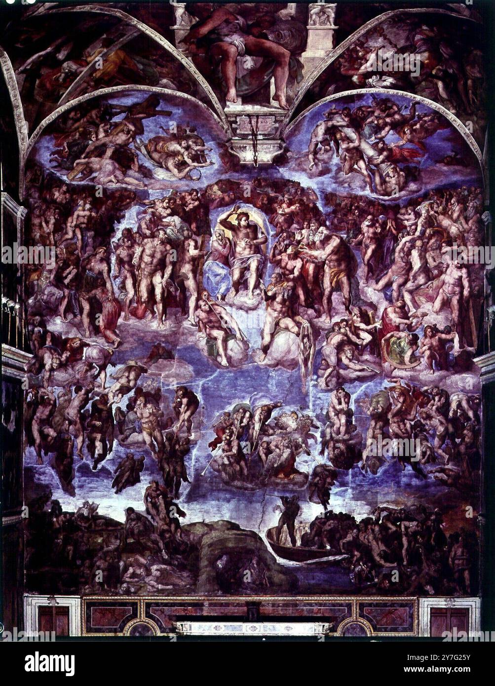 Michelangelo. The Universal Judgment in the Sistine Chapel, Rome Stock ...