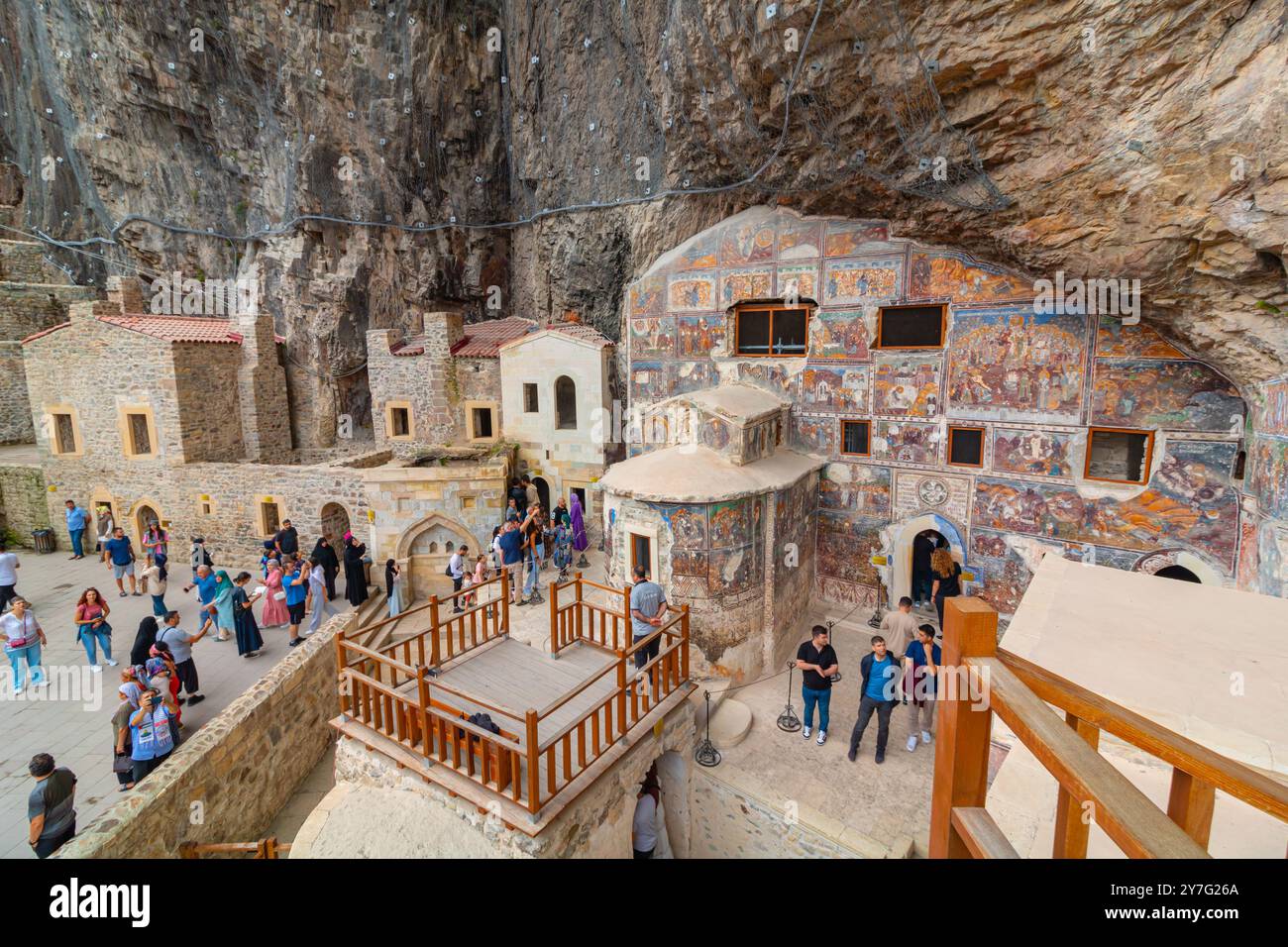 Sumela Monastery and tourists. Landmarks of Trabzon background photo ...