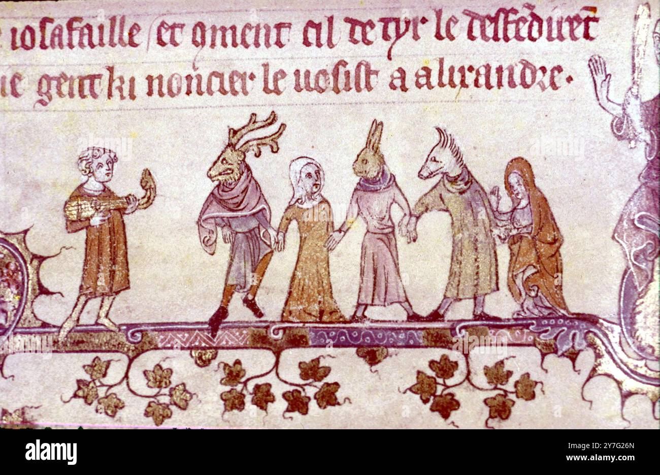 Mummers from 14th Century Flemish Manuscript Stock Photo - Alamy