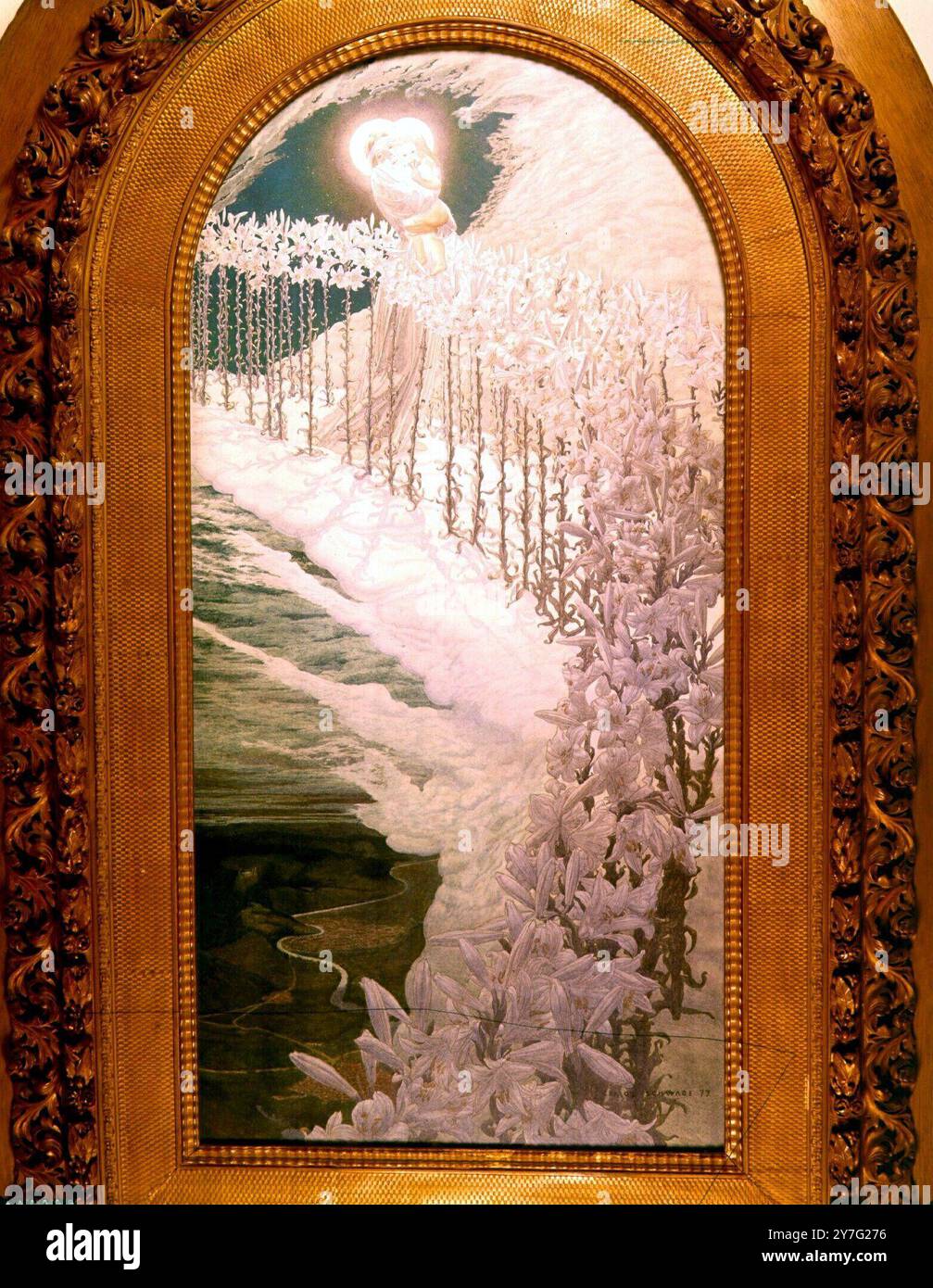 La Vierge Aux Lilas. By Carlos Schwabe (1897) Roisicrucian Painting ...