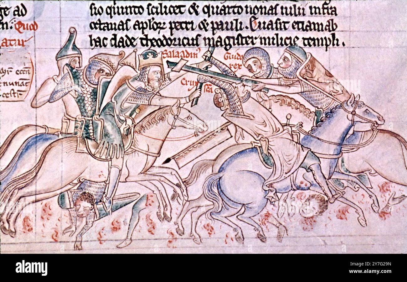 Saladin defeats the Christians and captures the cross. War Crusades ...