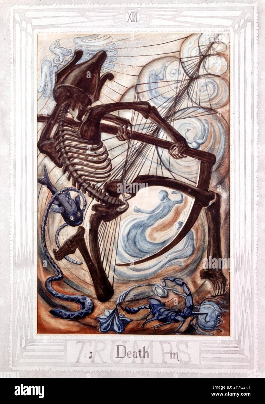 Tarot card - Death showing a skeleton with a scythe painted by Lady ...
