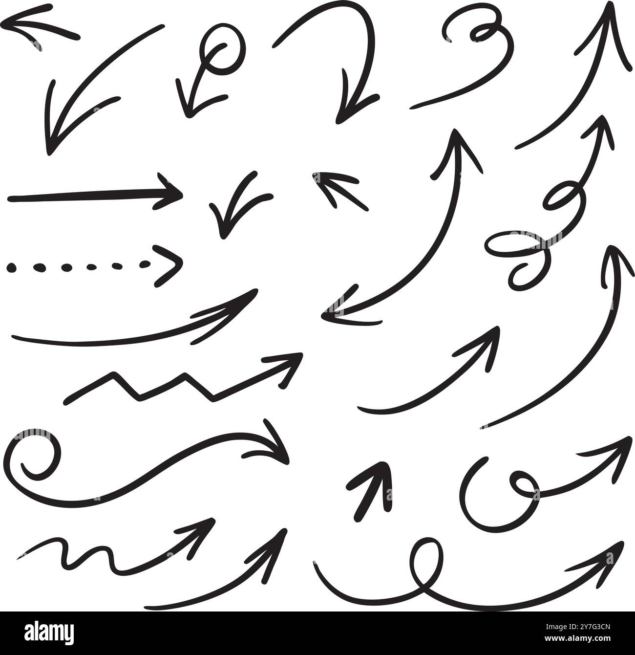 Set of black arrows, pointers in hand-drawn style Stock Vector Image ...
