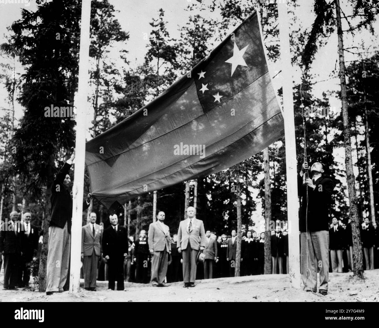 1952 Olympics The Chinese flag was raised at Otaneimi Camp after the ...