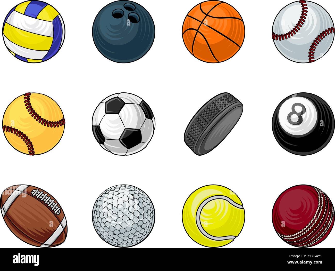 Sport Ball Set Sports Balls Cartoon Games Icons Stock Vector Image ...