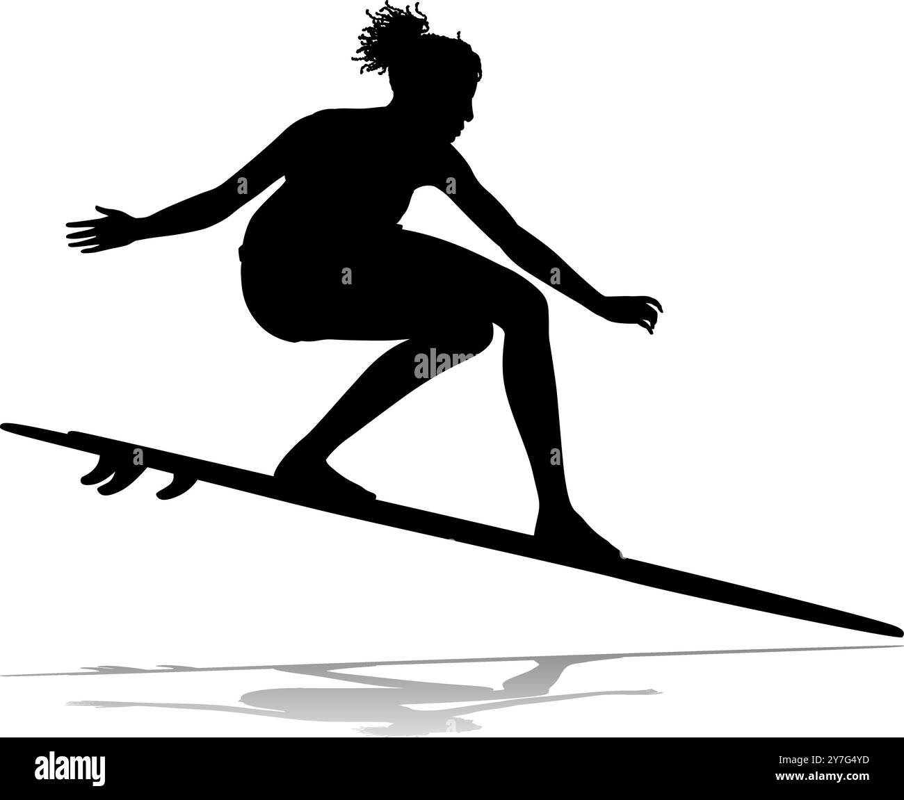 Woman Surfer Surfboard Female Surfer Silhouette Stock Vector Image ...