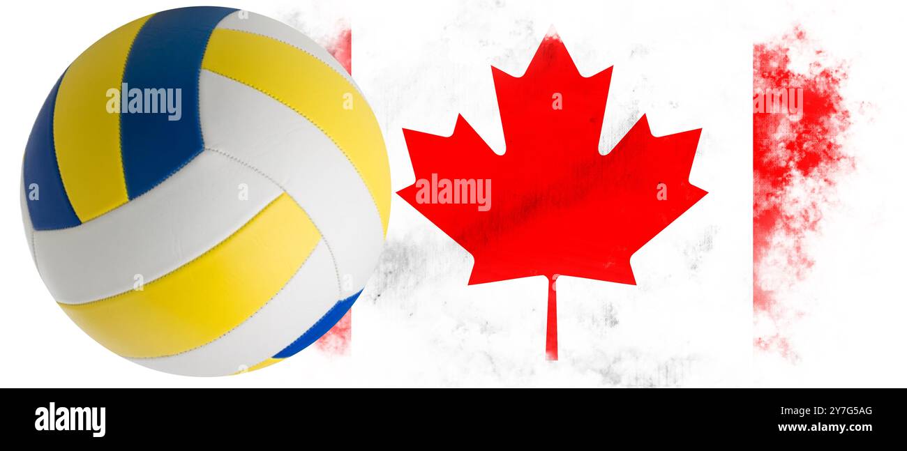 White background with volleyball ball and Canadian flag Stock Photo - Alamy