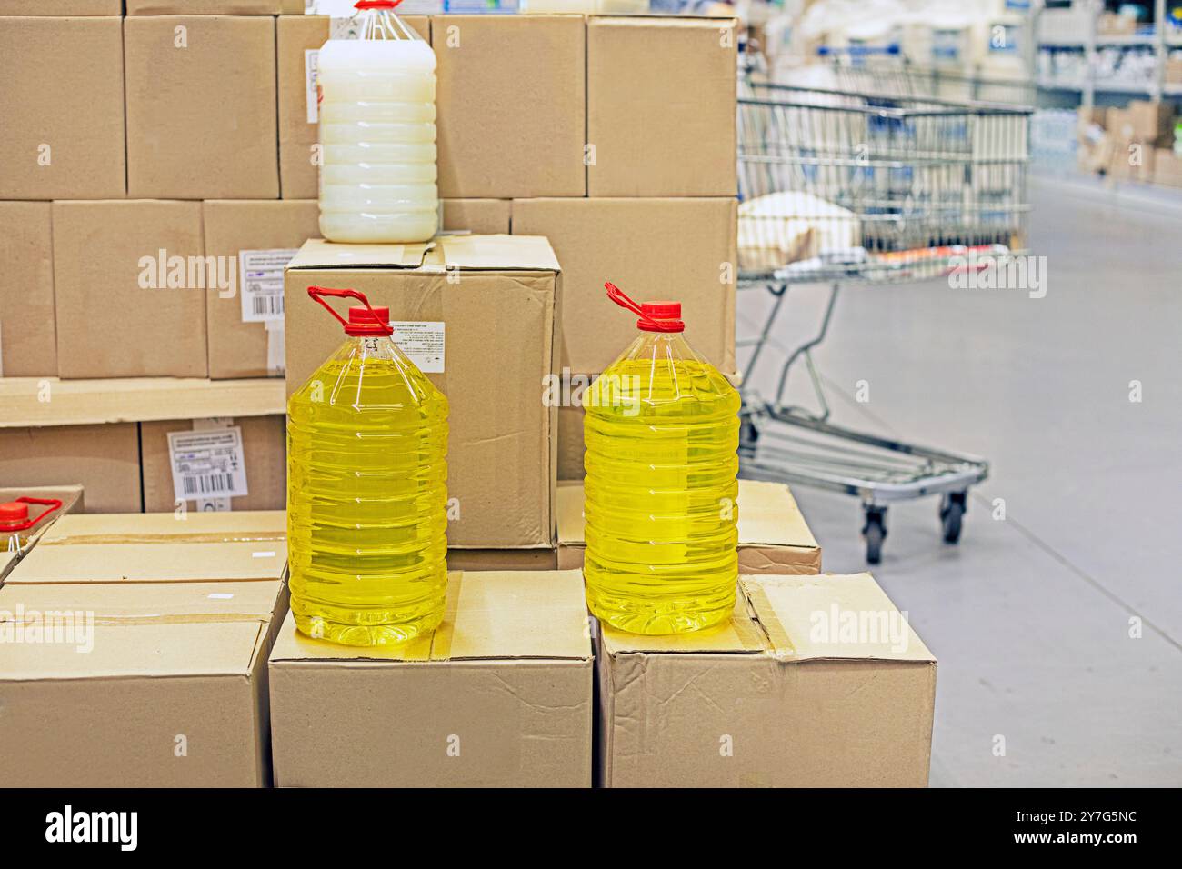 car windshield cleaning and antifreeze products in plastic containers ...