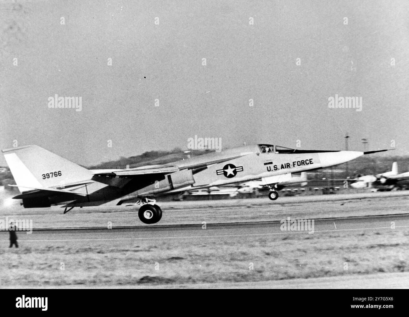 AVIATION F-111 LIFTS OFF RUNWAY FOR MAIDEN FLIGHT ; 26 DECEMBER 1964 ...