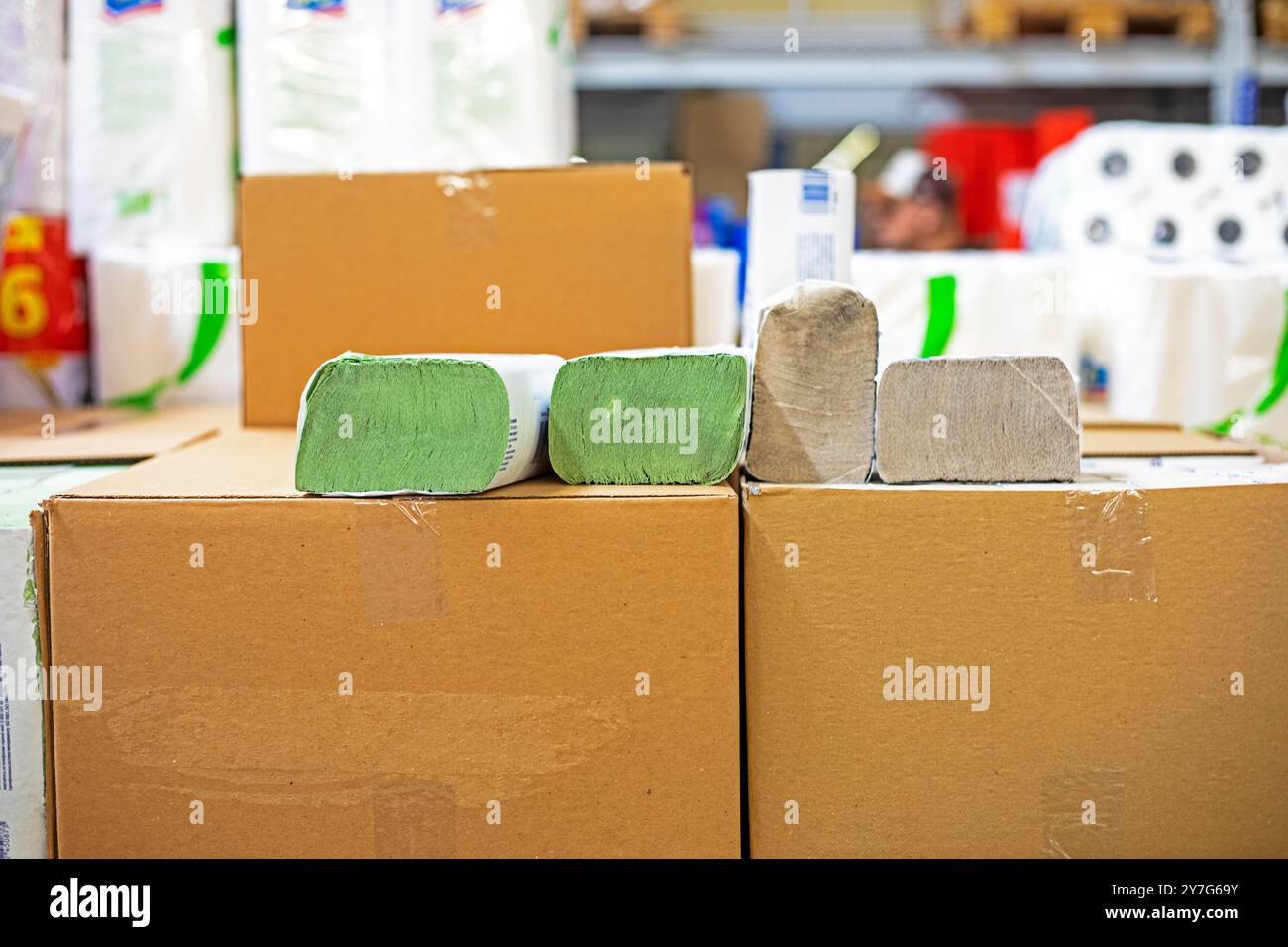 disposable packaging of dry napkins recycled in the supermarket ...