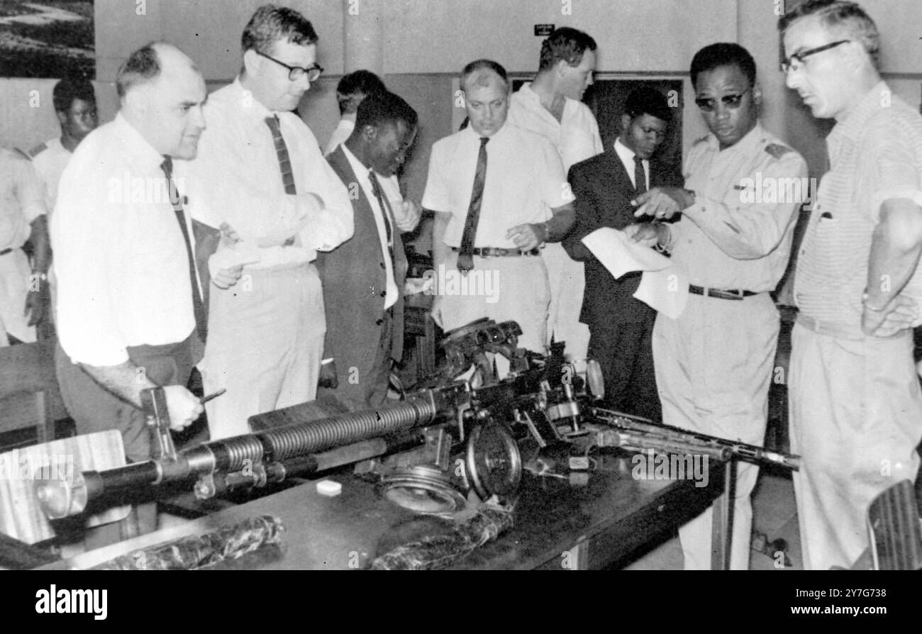 CONGOLESE ARMY CHIEF GENERAL JOSEPH MOBUTU SHOWS CAPTURED CHINESE ARMS ...