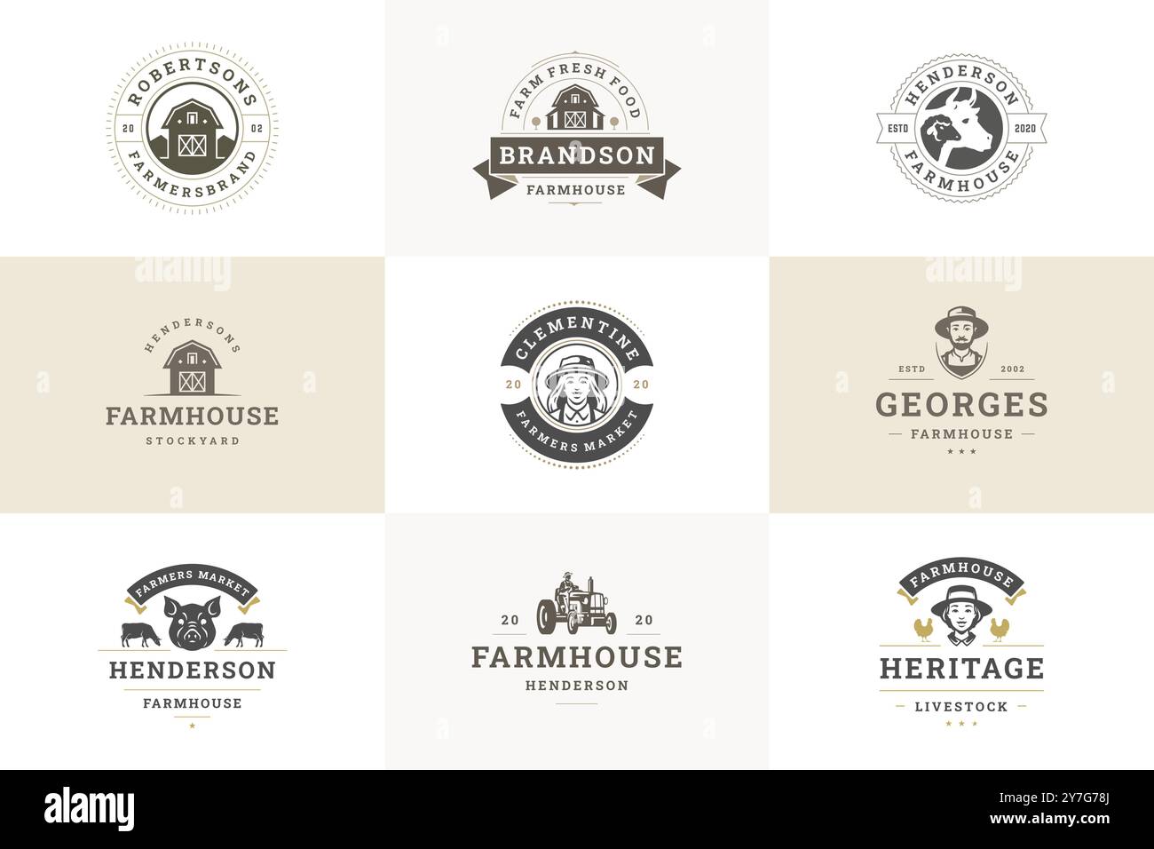 Farm fresh harvest food livestock organic production premium retro logo ...