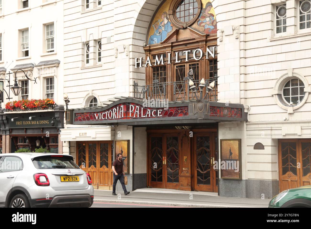 Hamilton musical at Victoria Palace theatre, external exterior, City of London, England, UK ...