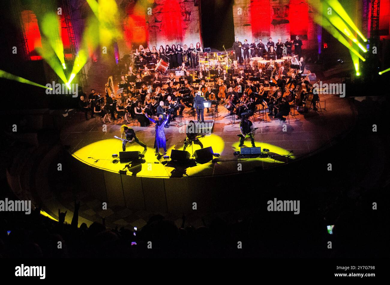 Septicflesh performing with the Athens State Orchestra at the Odeon of ...