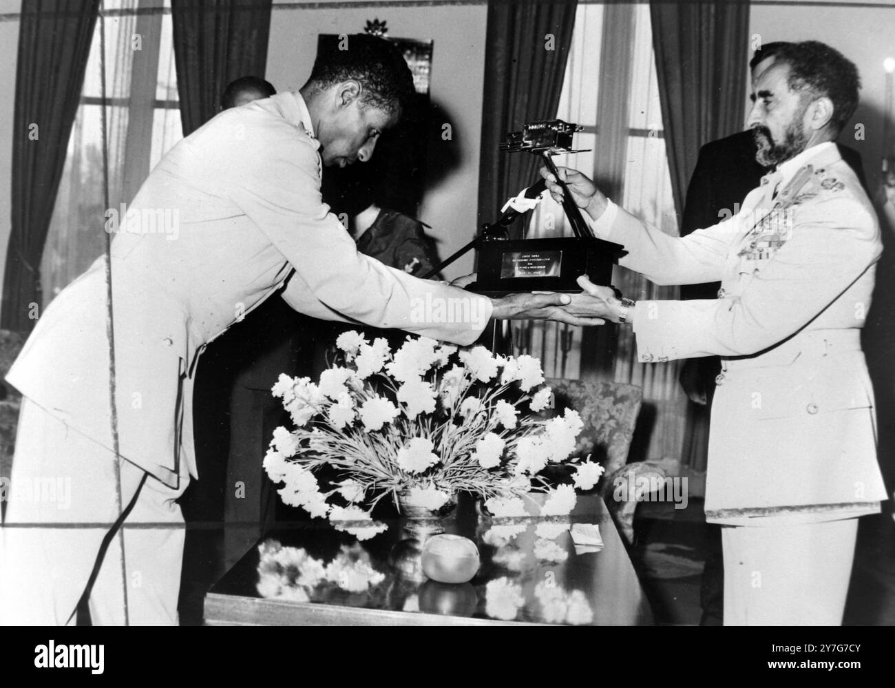 SPORTMEN OF THE YEAR ABEBE BIKILA HONOURED BY EMPEROR HAILE SELLASIE H ...