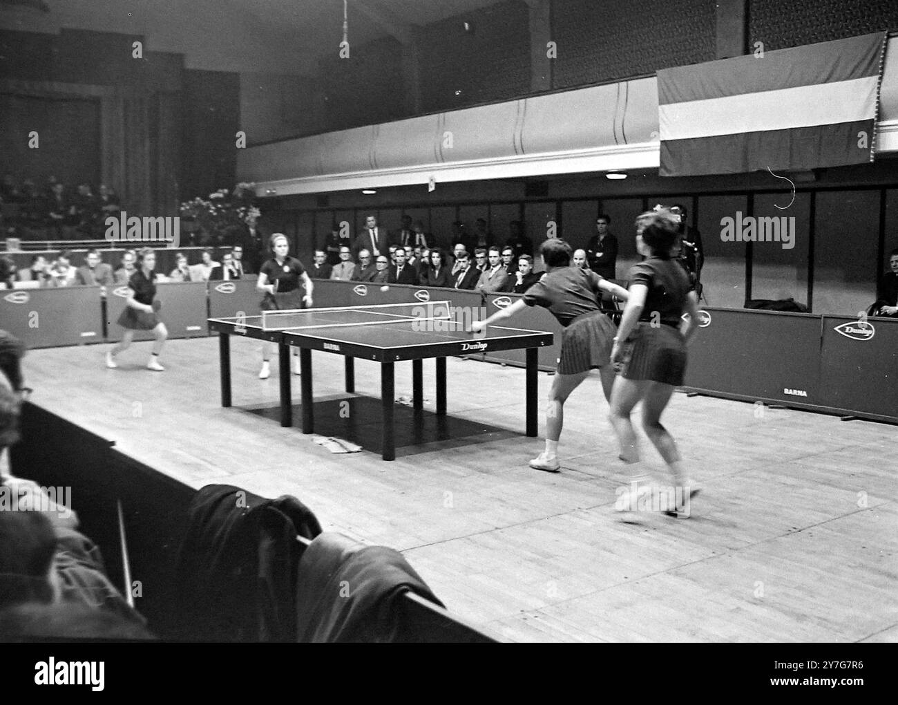 TABLE TENNIS DIANE ROWE AND MARY SHANNON IN ACTION IN LONDON / ; 12 DECEMBER 1964 Stock Photo ...