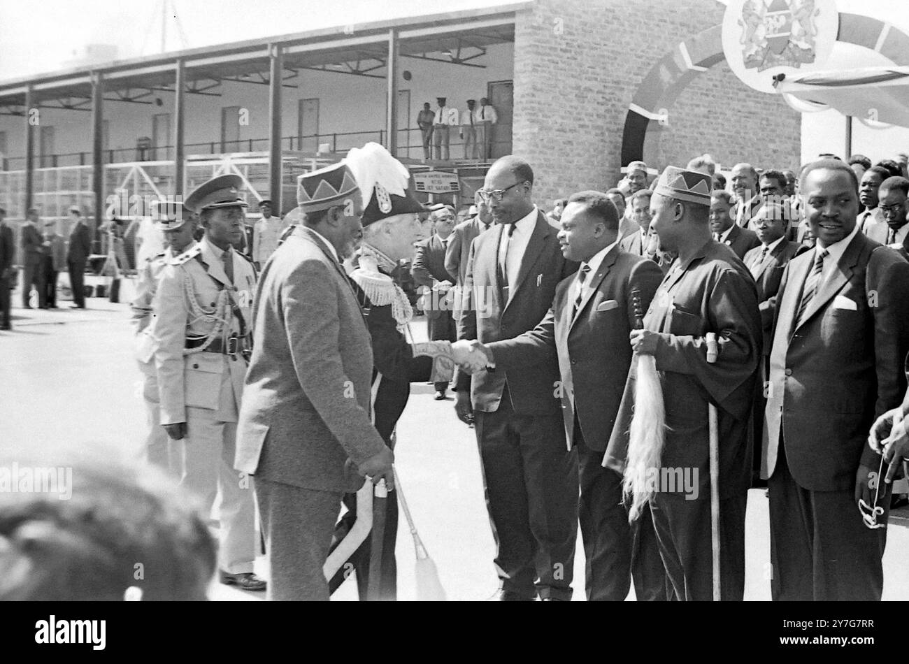 KENYAN PREMIER AFRICAN LEADER JOMO KENYATTA WITH MALCOLM MACDONALD M ...