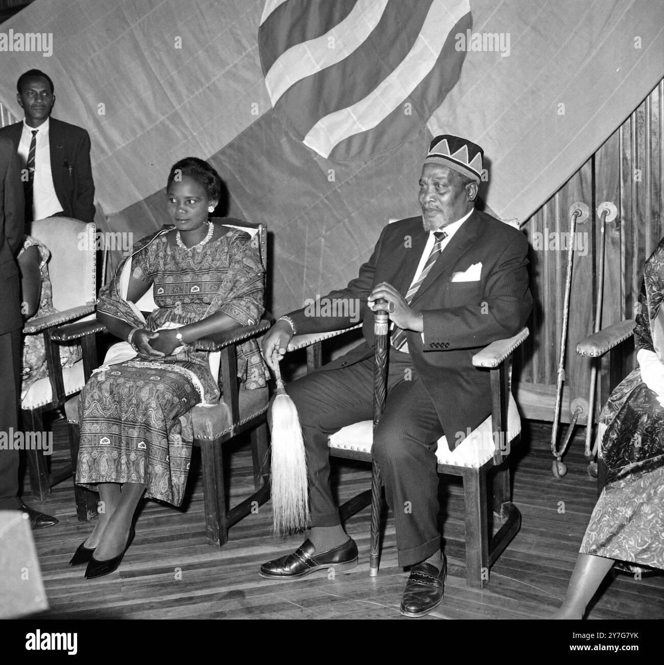 KENYAN PREMIER AFRICAN LEADER JOMO KENYATTA WITH WIFE AT NAIROBI CIVIC ...