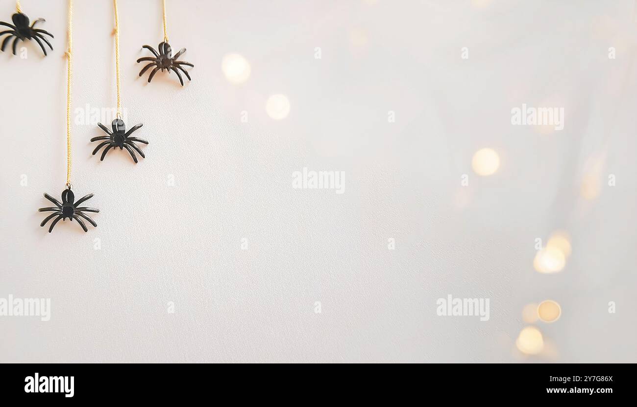 Spooky Halloween little black faux plastic spider decorations hanging ...