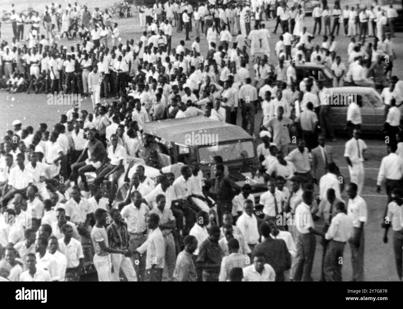 CROWDS ON STADIUM FOLLOWING RIOTS IN KHARTOUM ; 10 DECEMBER 1964 Stock ...