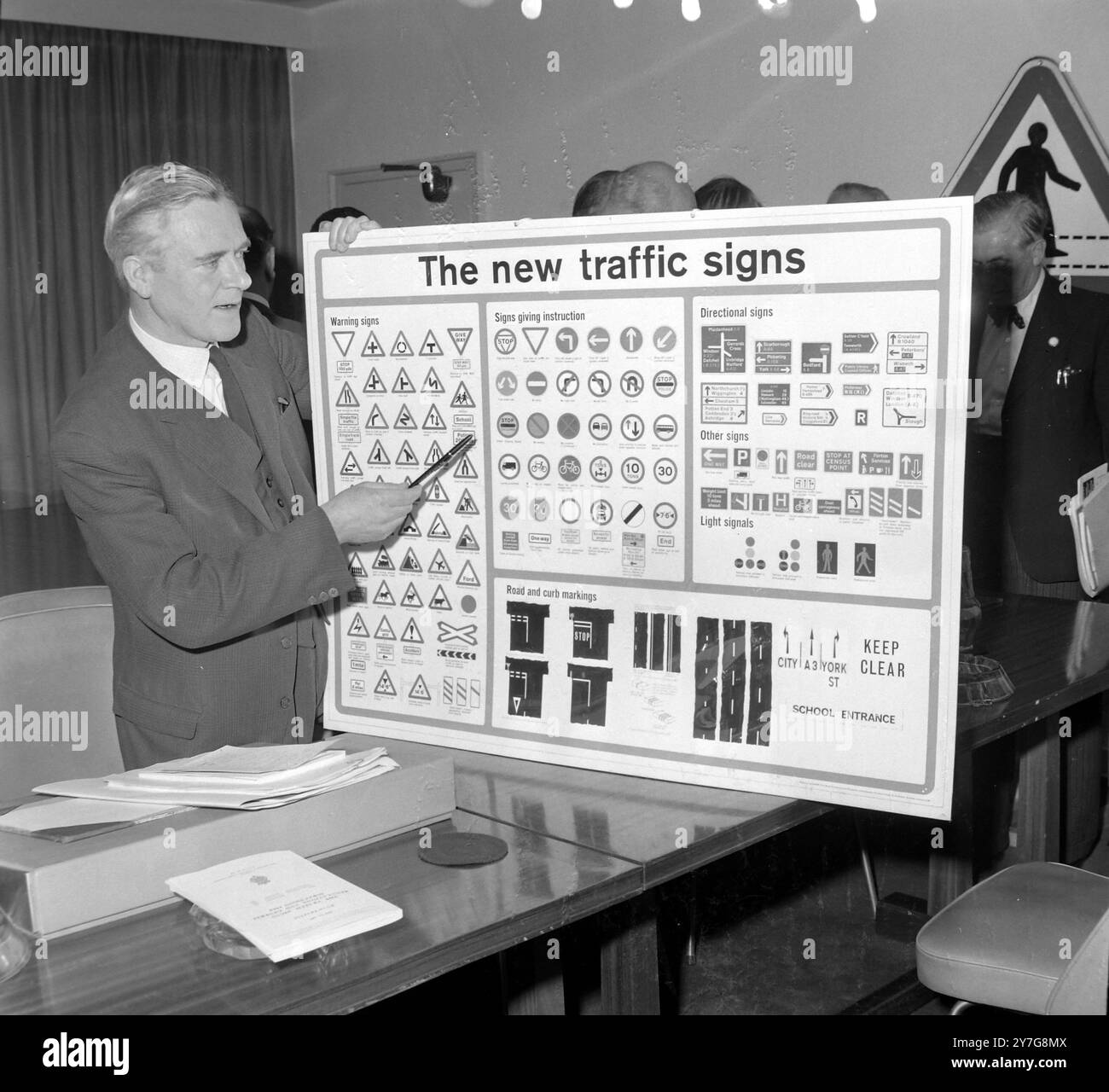 Britain's Minister of Transport , Mr Tom Fraser , with a display of ...