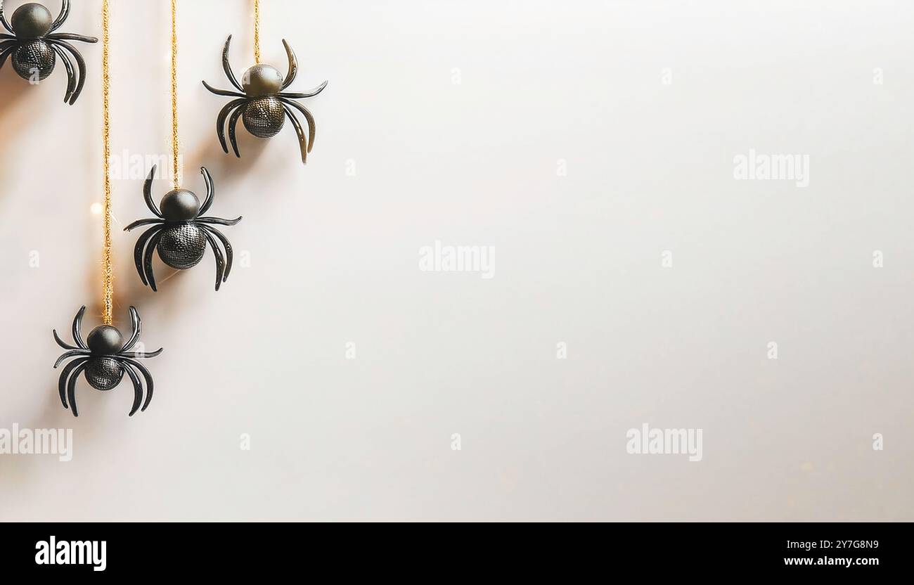 Spooky Halloween little black faux plastic spider decorations hanging ...