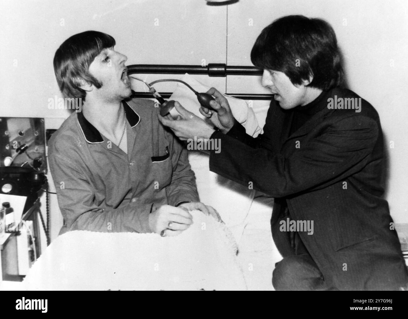 GEORGE HARRISON WITH RINGO STARR OF THE BEATLES AT HOSPITAL AFTER ...