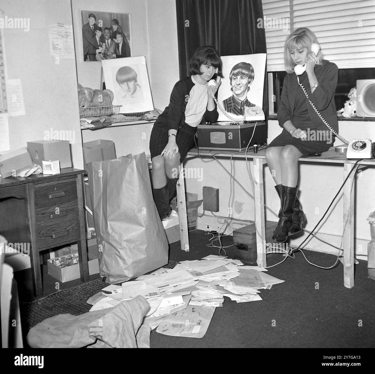 BETTINA ROSE AND ANN COLLINGHAM THE BEATLES FAN CLUB BEATLEMANIA IN LONDON ; 4 DECEMBER 1964 ...