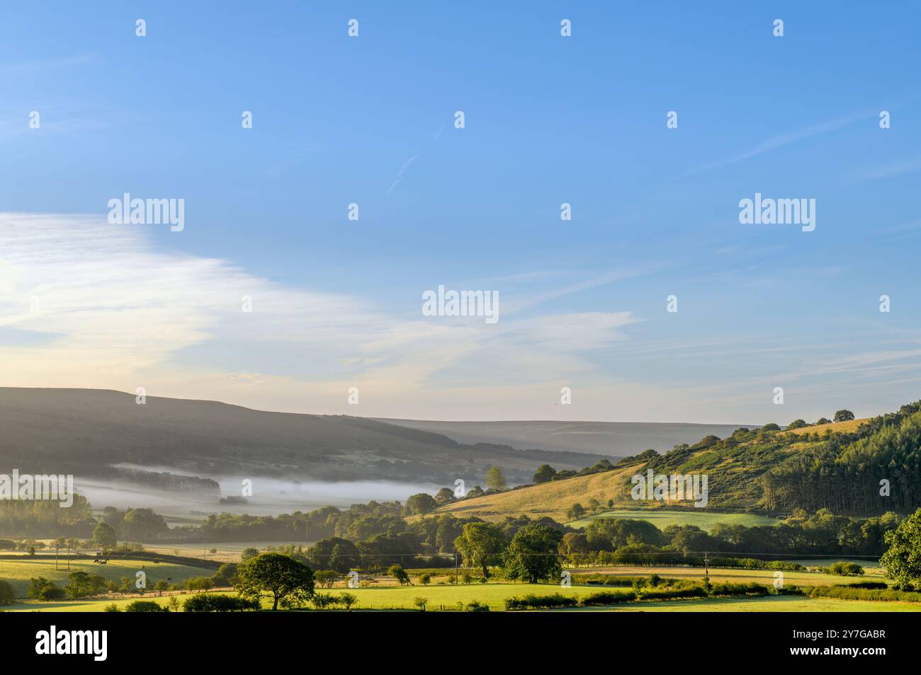 Morning Mist in Bilsdale, The North York Moors, Yorkshire Stock Photo ...