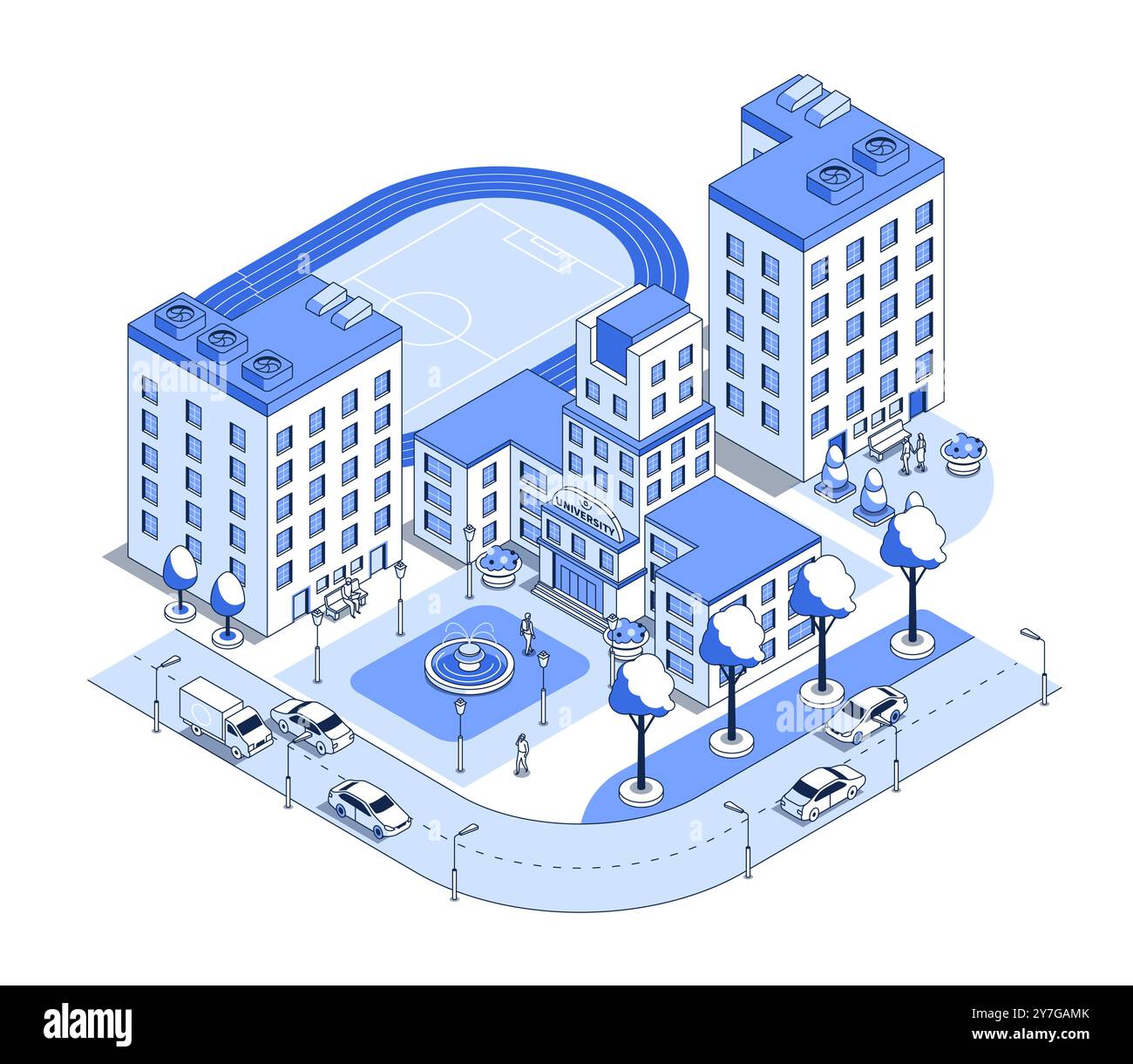 Campus and university - vector isometric illustration Stock Vector ...