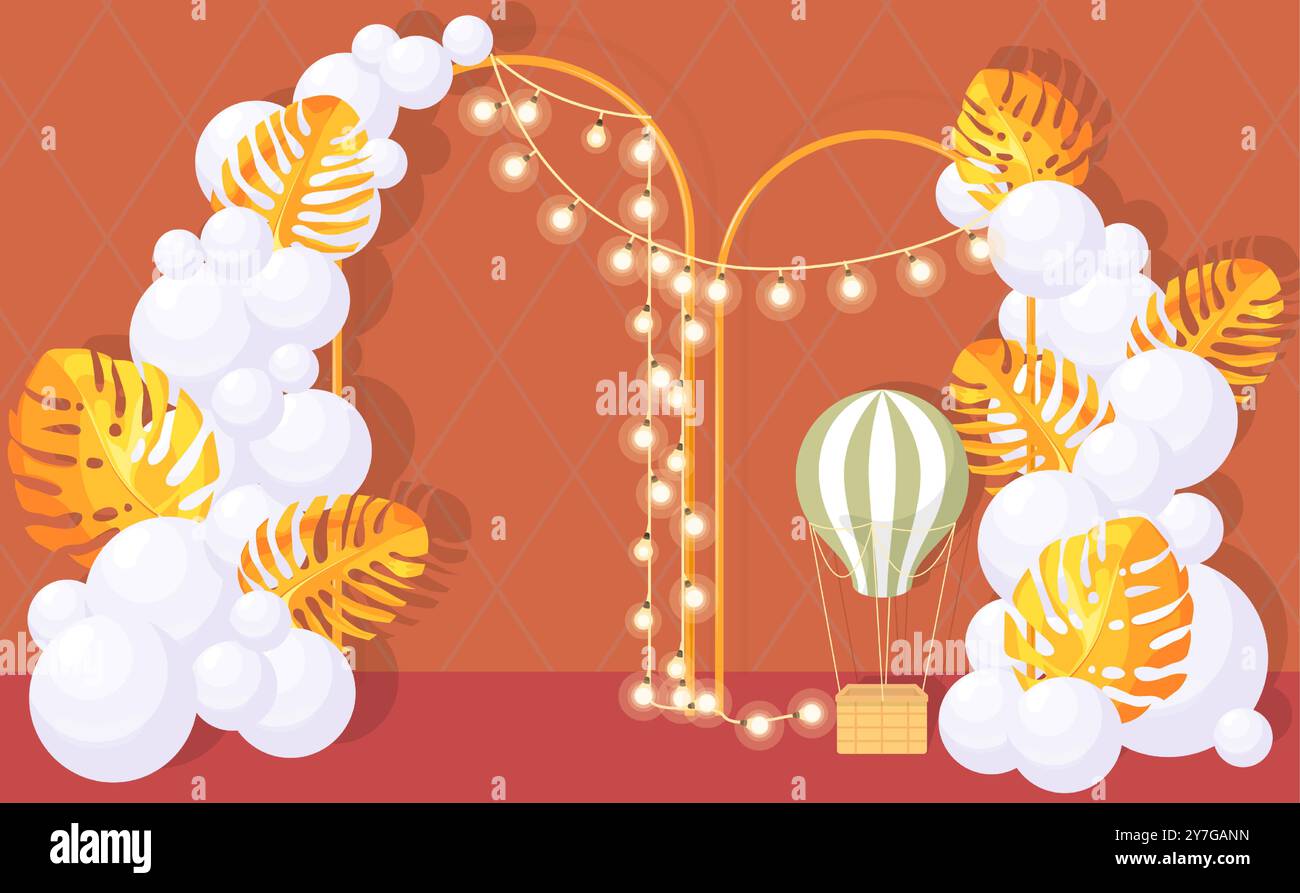 Creative romantic photo zone background vector illustration Stock ...