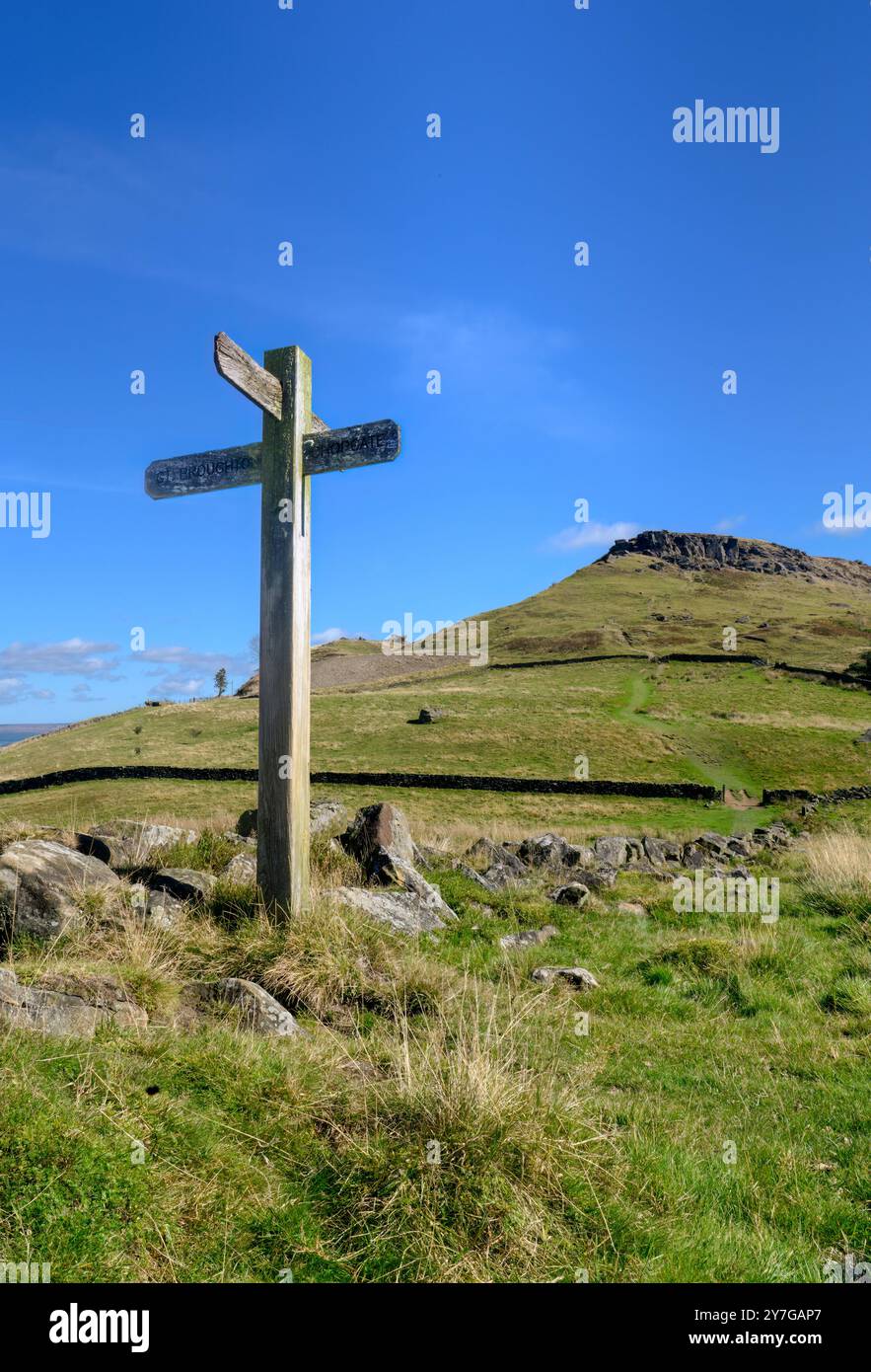 Waymarker and The Wainstones on The Cleveland Way near Great Broughton ...