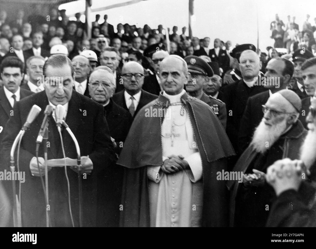 LEBANESE PRESIDENT CHARLES HELOU WELCOMES POPE PAUL VI IN BEIRUT / ; 2 ...