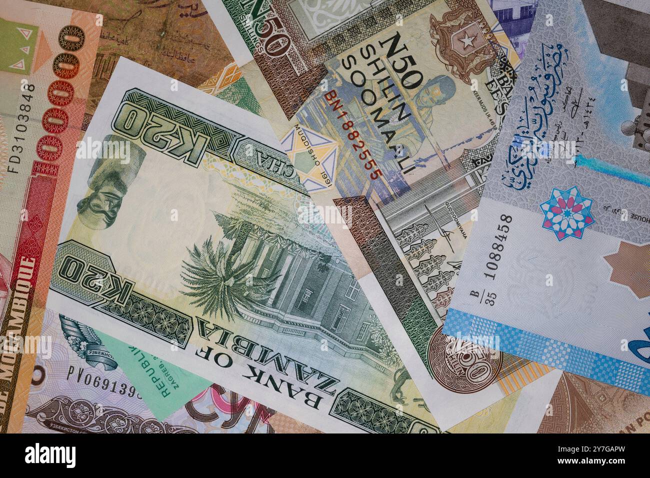 A collection of various international banknotes from different ...