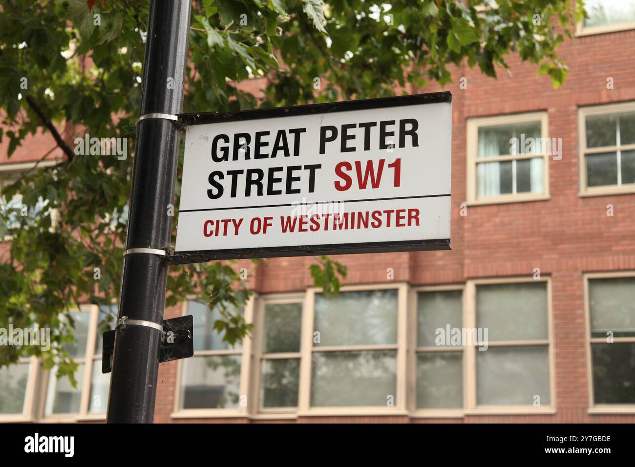 Great Peter Street sign, City of London, SW1, England, UK Stock Photo ...
