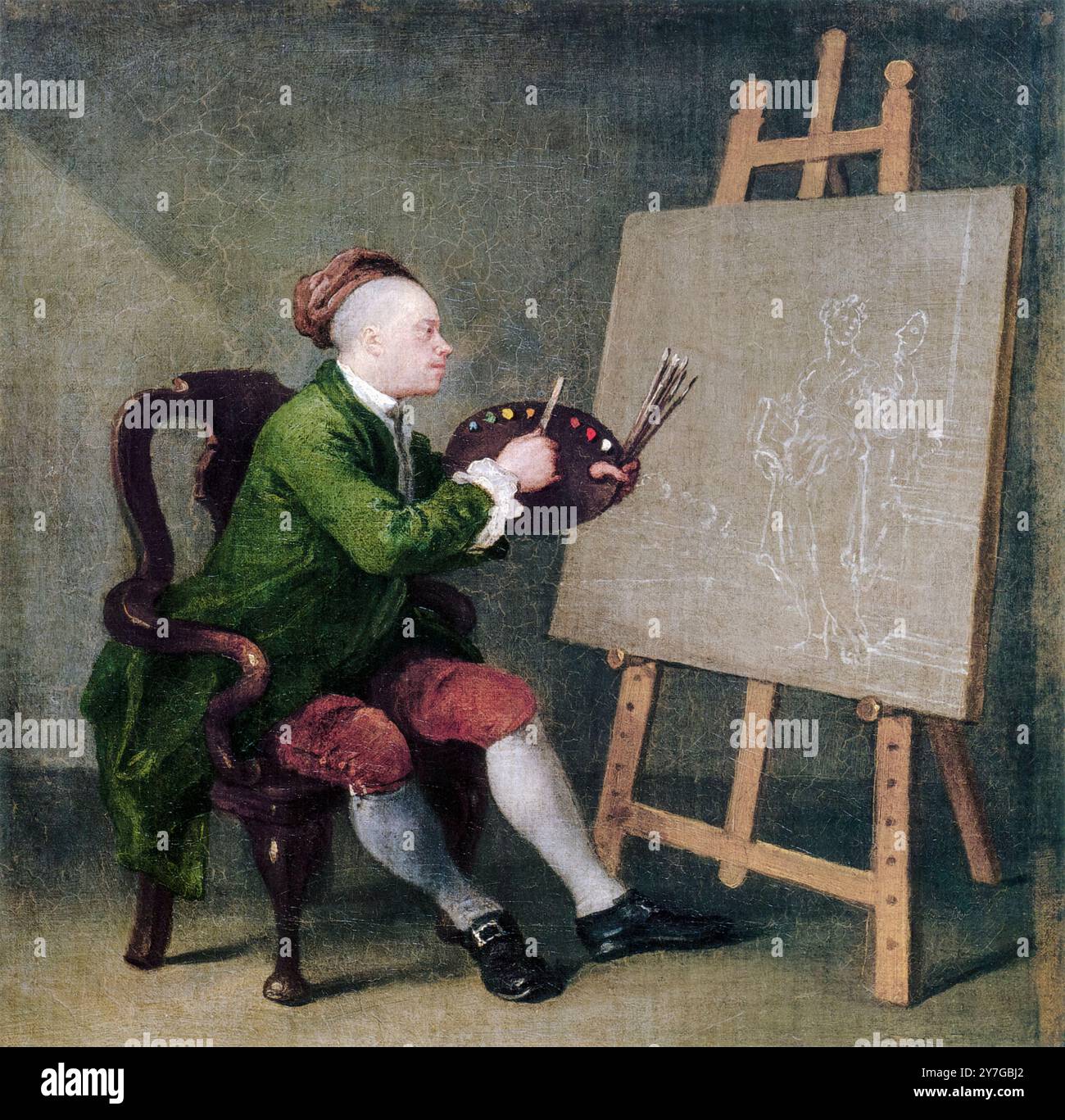 William Hogarth (1697-1764), Self Portrait painting of the English ...