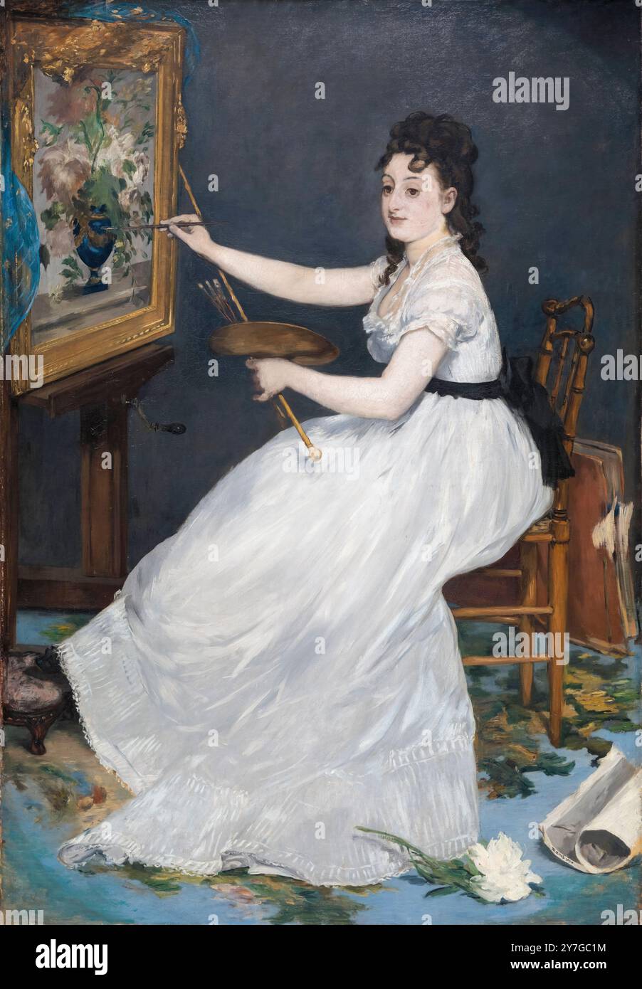 Edouard Manet, Eva Gonzalès, (1847-1883), portrait painting in oil on ...