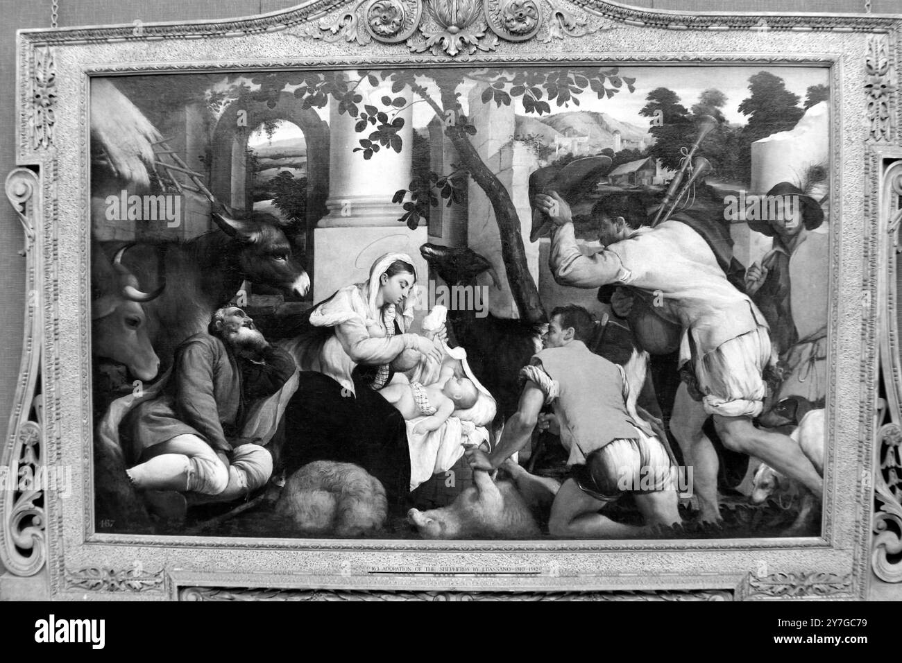 PAINTING THE ADORATION OF THE SHEPHERDS BY JACOPO BASSANO FROM QUEENS ...