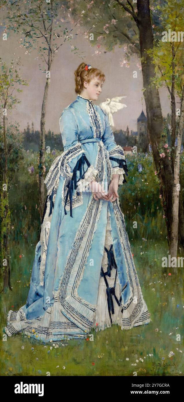 Alfred Stevens, Spring, portrait painting in oil on canvas, 1877 Stock ...